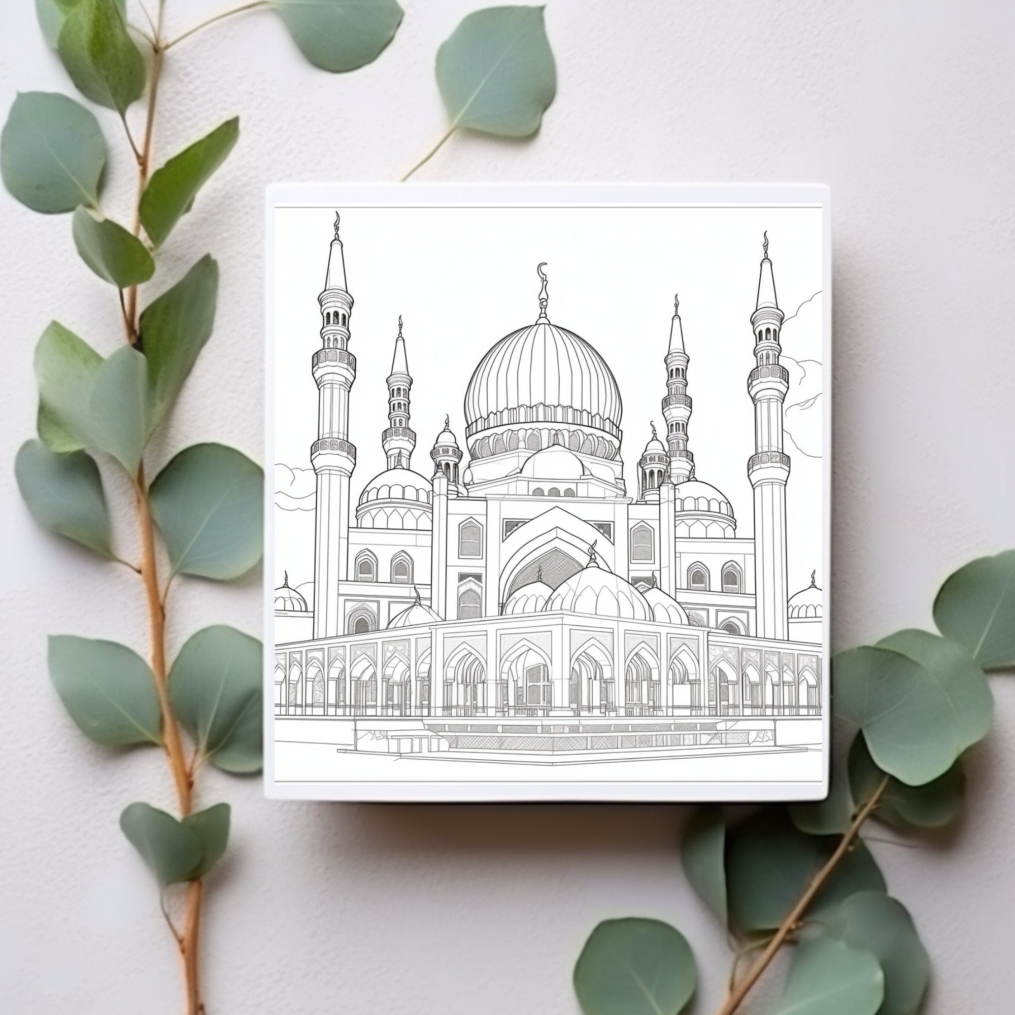 Islamic Mosque Adult Coloring Pages, Digital Download, Printable, 36 ...