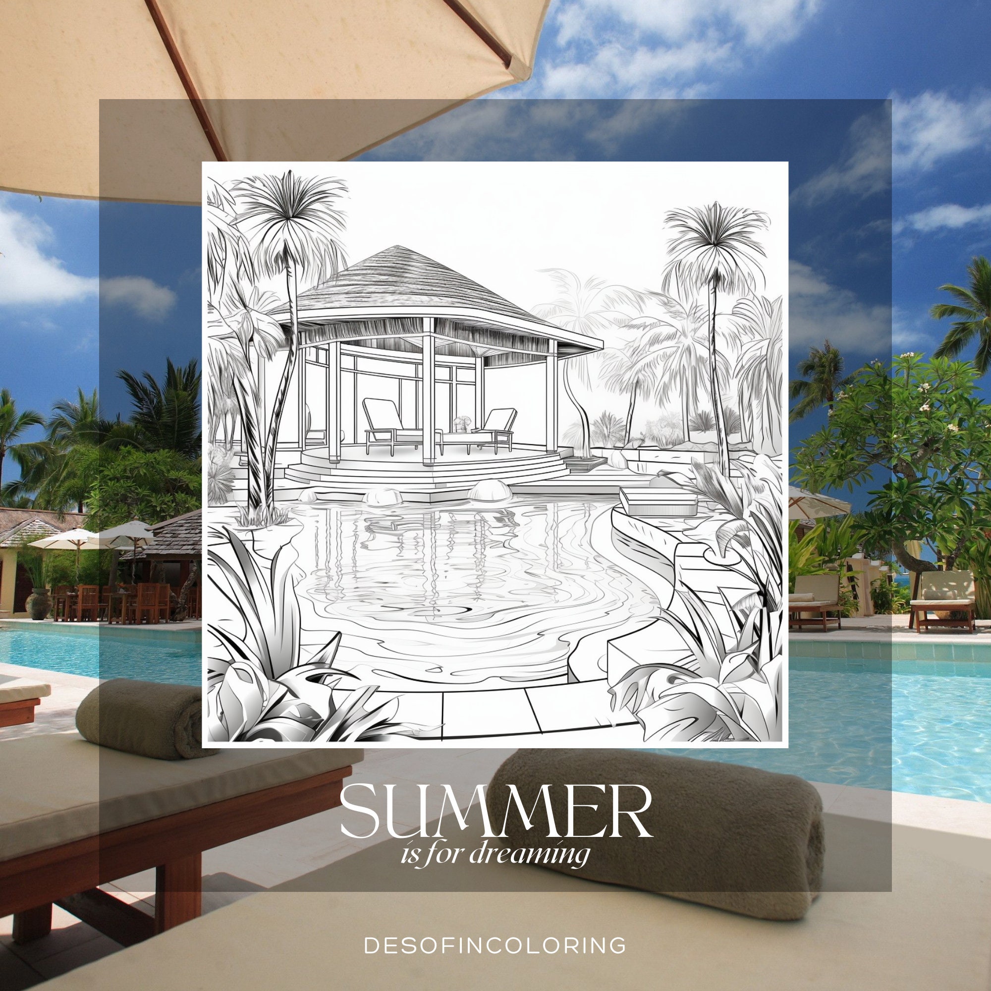 Spa Resort Adult Coloring Pages, Digital Download, Printable, 25 Pieces ...