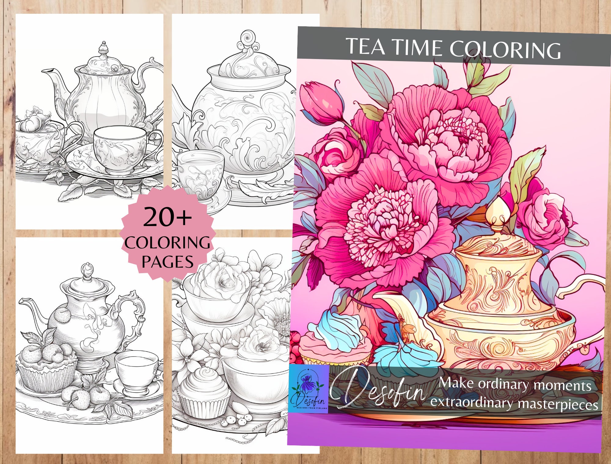 Tea Party Adult Coloring Pages, Digital Download, 23 Pieces - Etsy