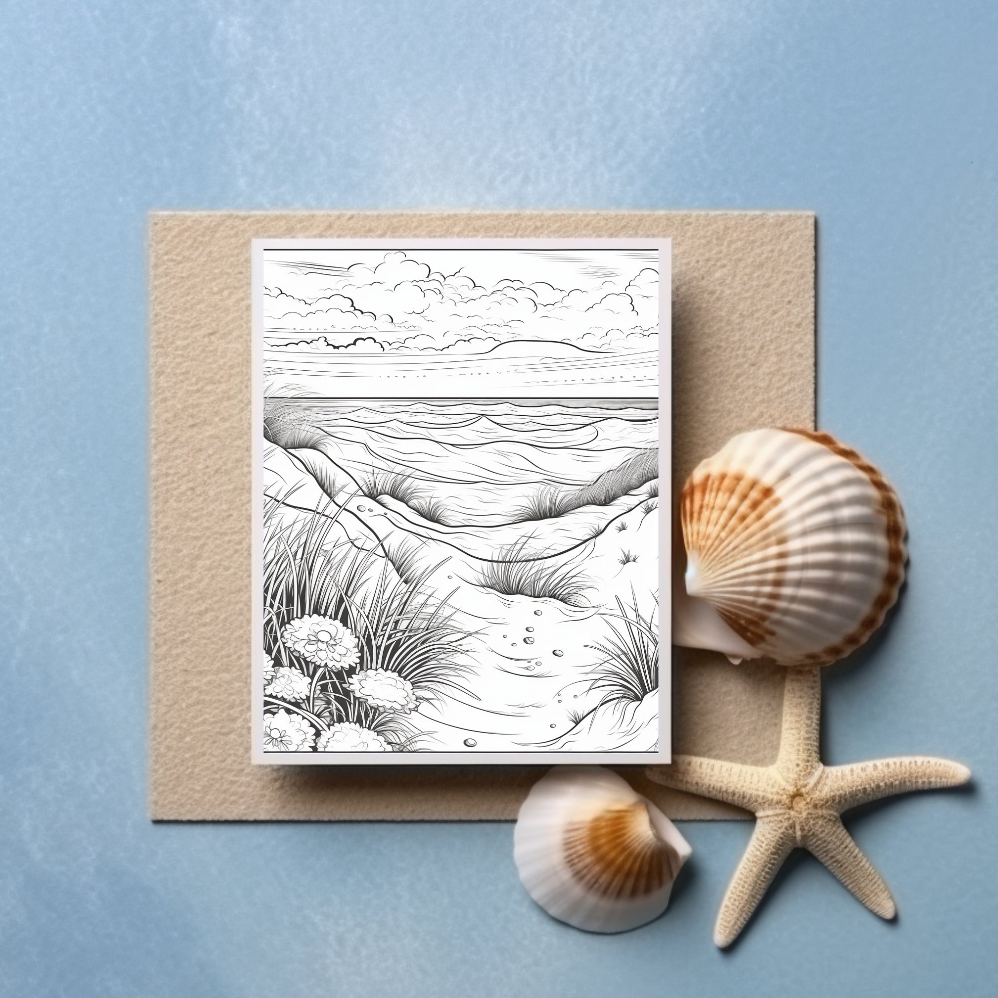 Summer Beach Adult Coloring Pages Digital Download Printable - Etsy