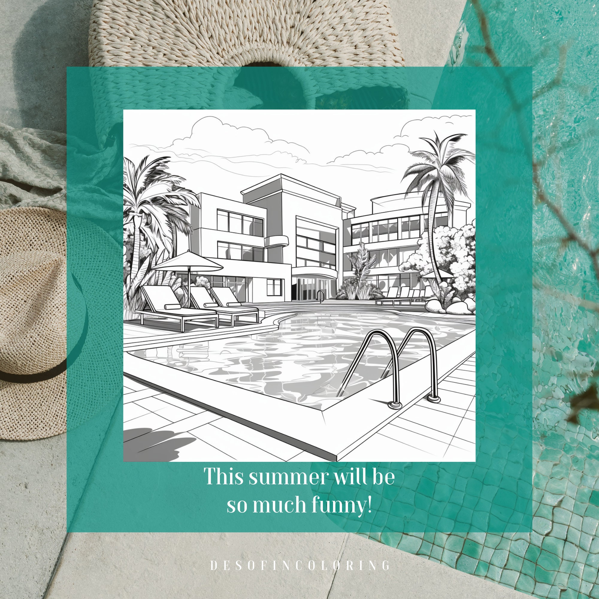 Spa Resort Adult Coloring Pages, Digital Download, Printable, 25 Pieces ...