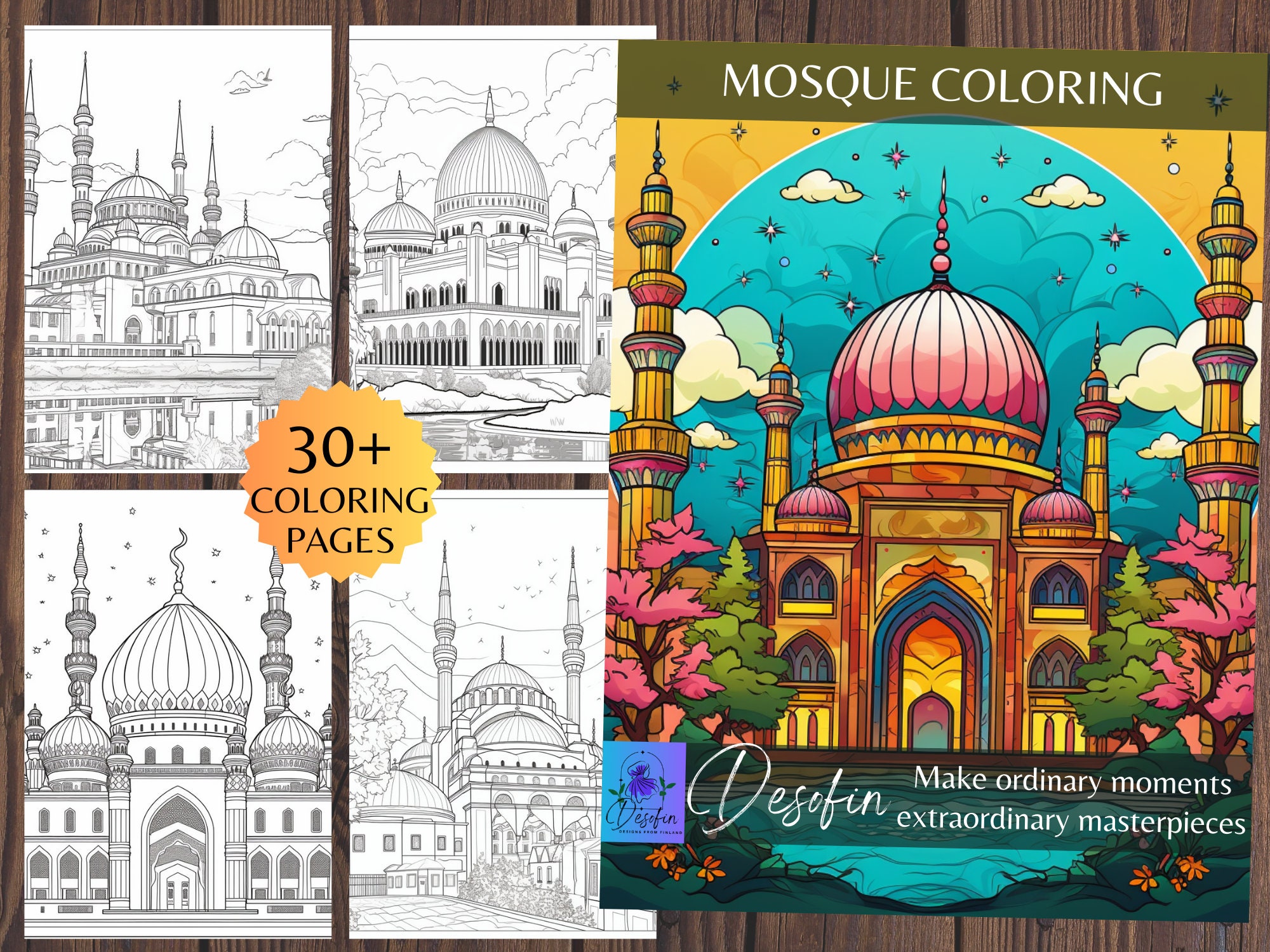 Islamic Mosque Adult Coloring Pages, Digital Download, Printable, 36 ...