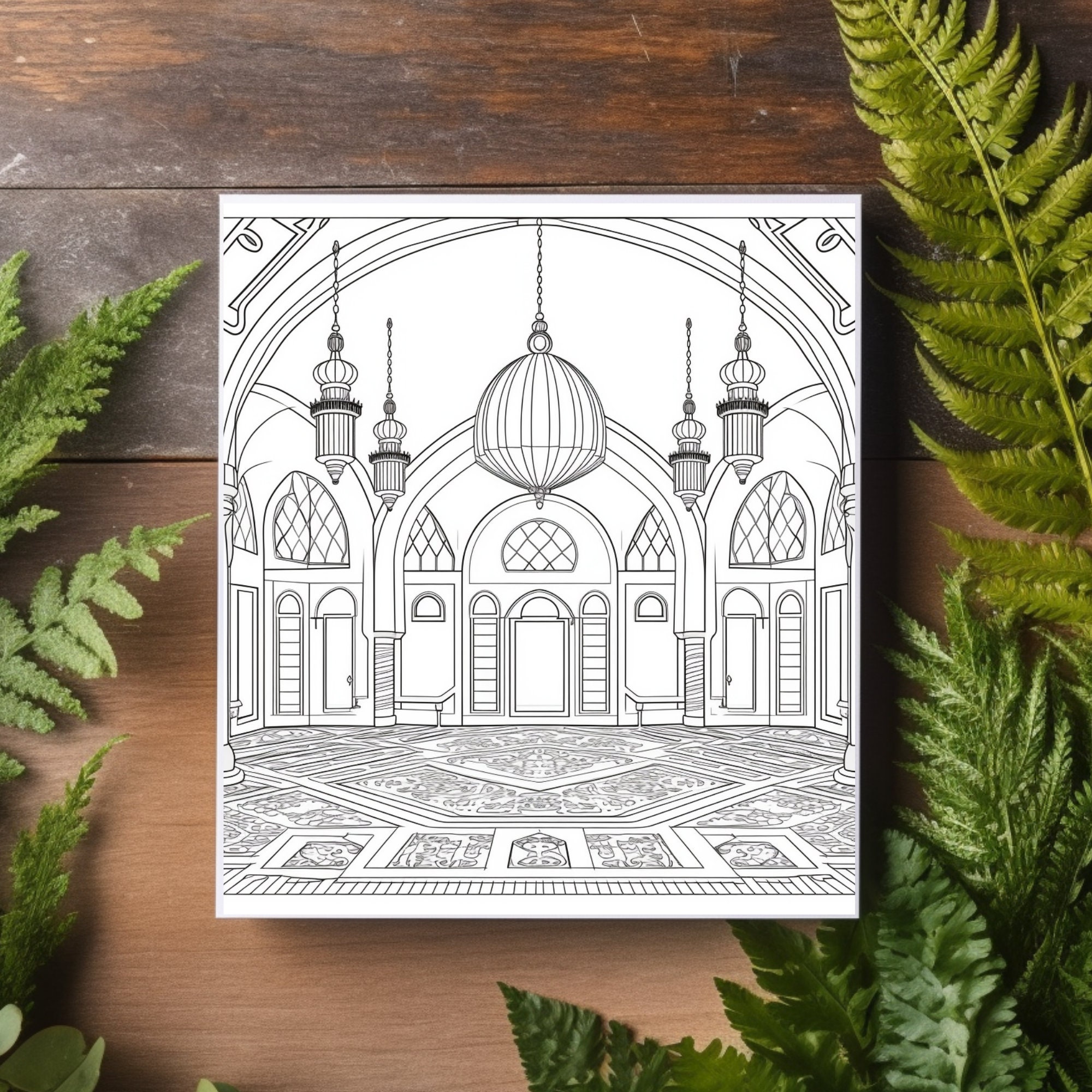 Mosque Adult Coloring Pages, Islamic, Digital Download, Printable, 24 ...