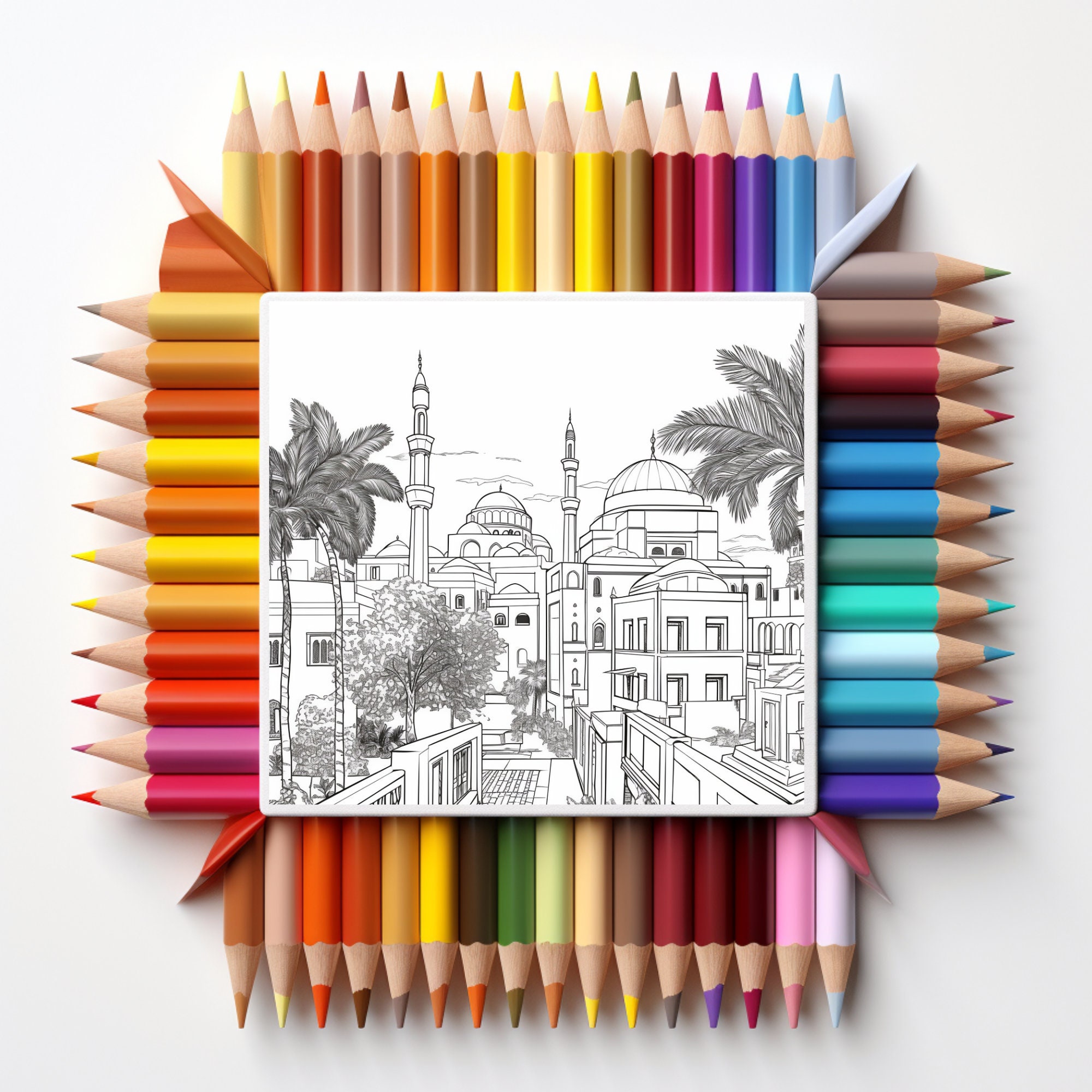 Islamic Mosque Adult Coloring Pages, Digital Download, Printable, 36 ...