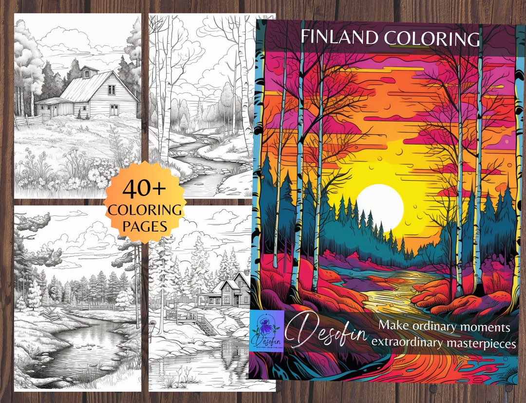 44 Finland Nature Adult Coloring Pages, Digital Download, Printable PDF ...