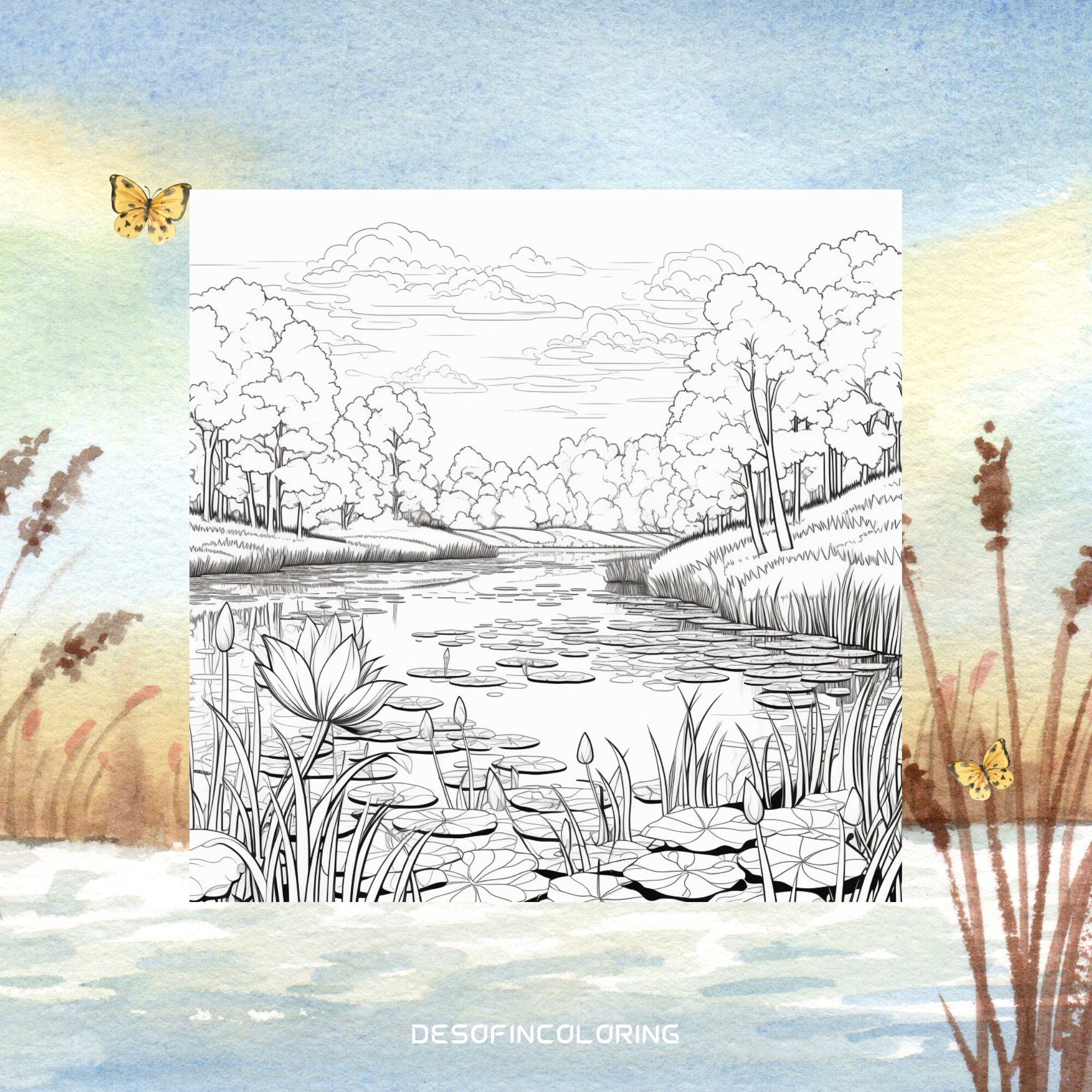 Ponds and Gardens, 37 Adult Coloring Pages, Digital Download, Printable ...