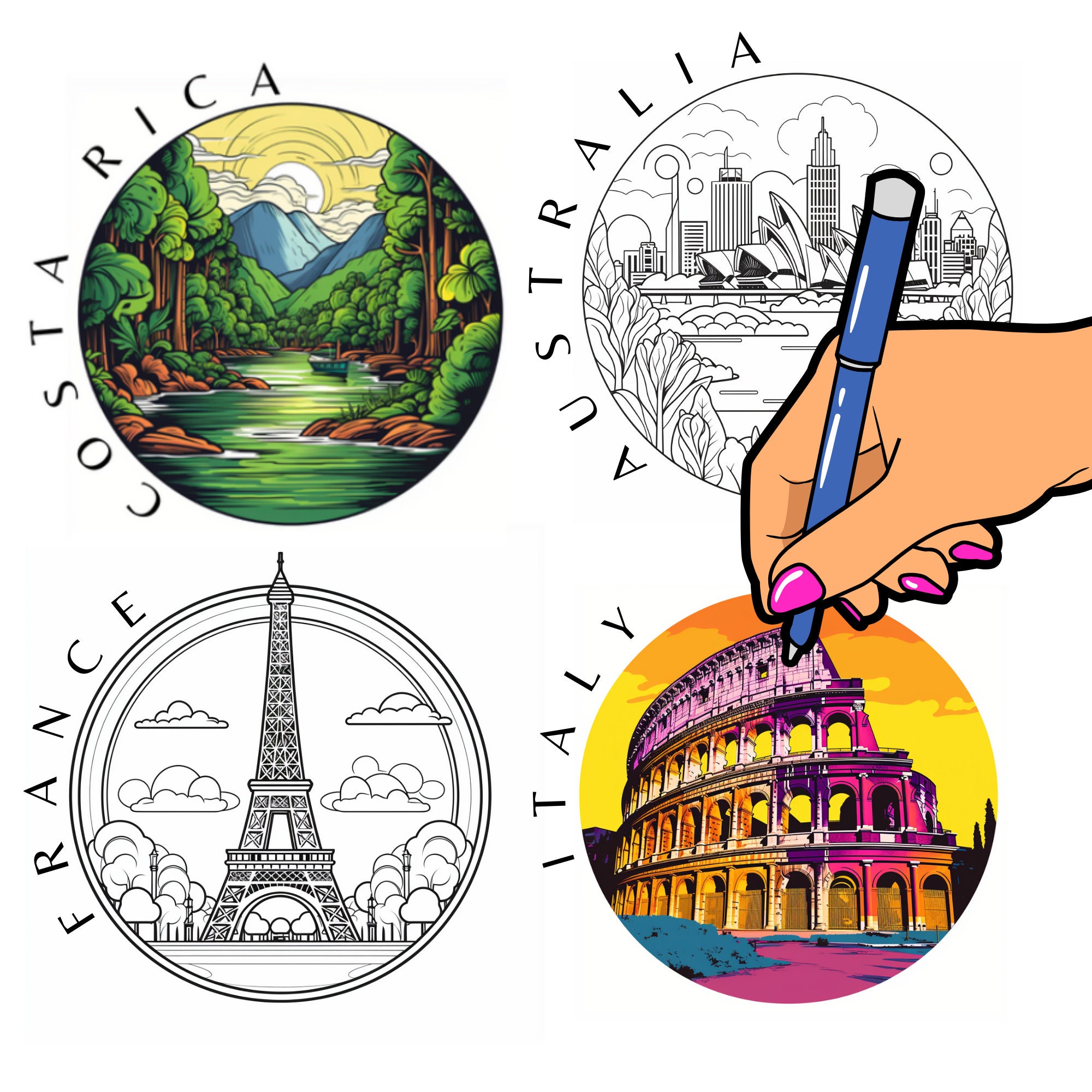 Traveling Bucket List Coloring Book, All 195 Countries, Journal ...