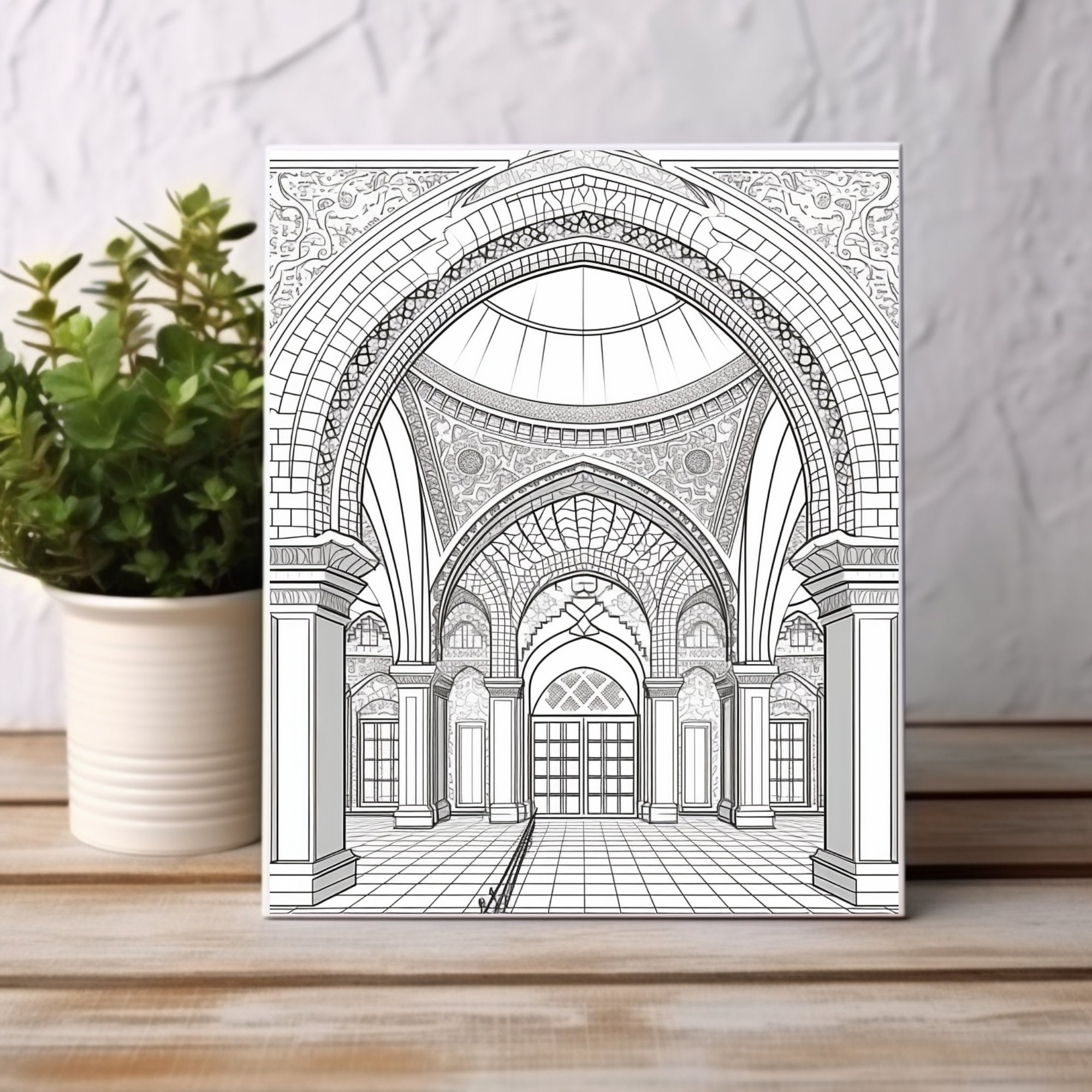 Mosque Adult Coloring Pages, Islamic, Digital Download, Printable, 24 ...