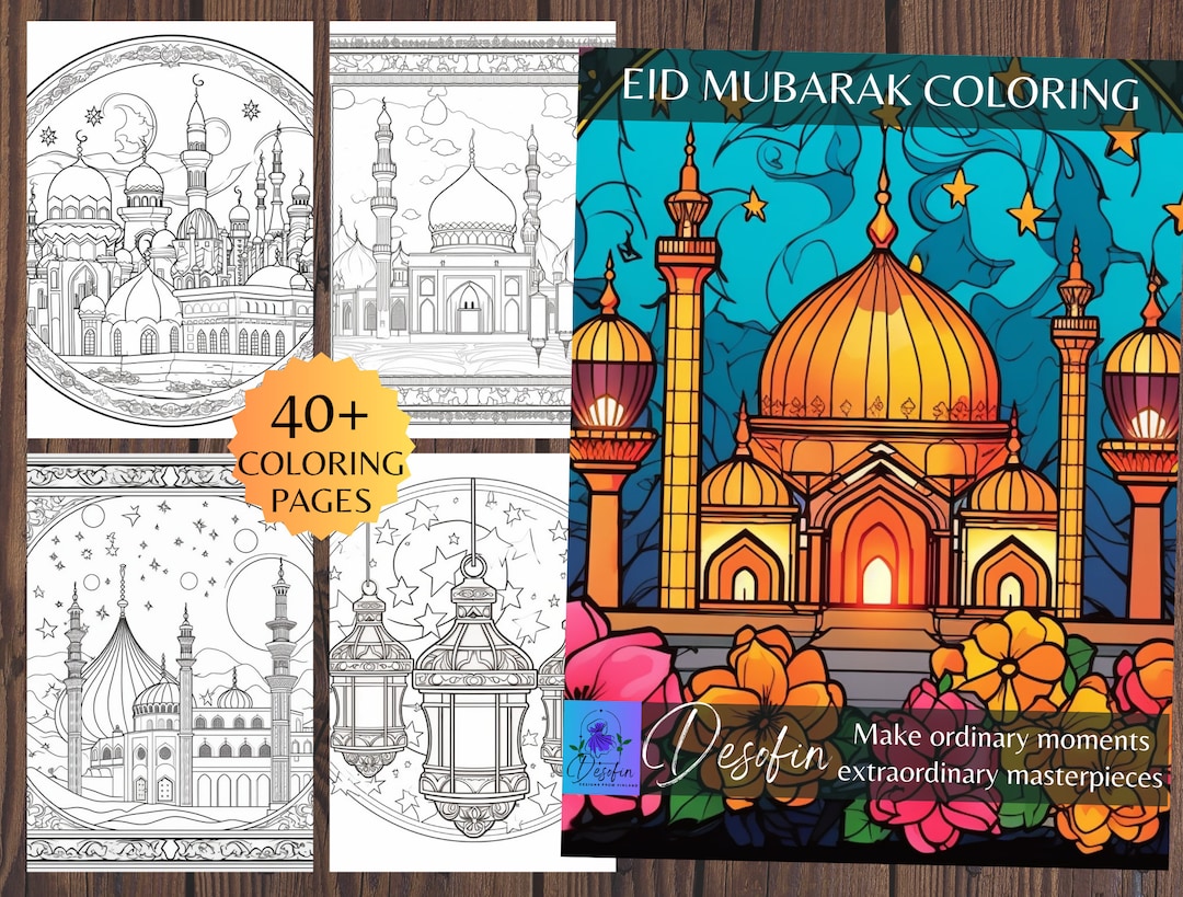 Islamic Coloring Pages, Digital Download, Printable PDF, Eid Mubarak ...