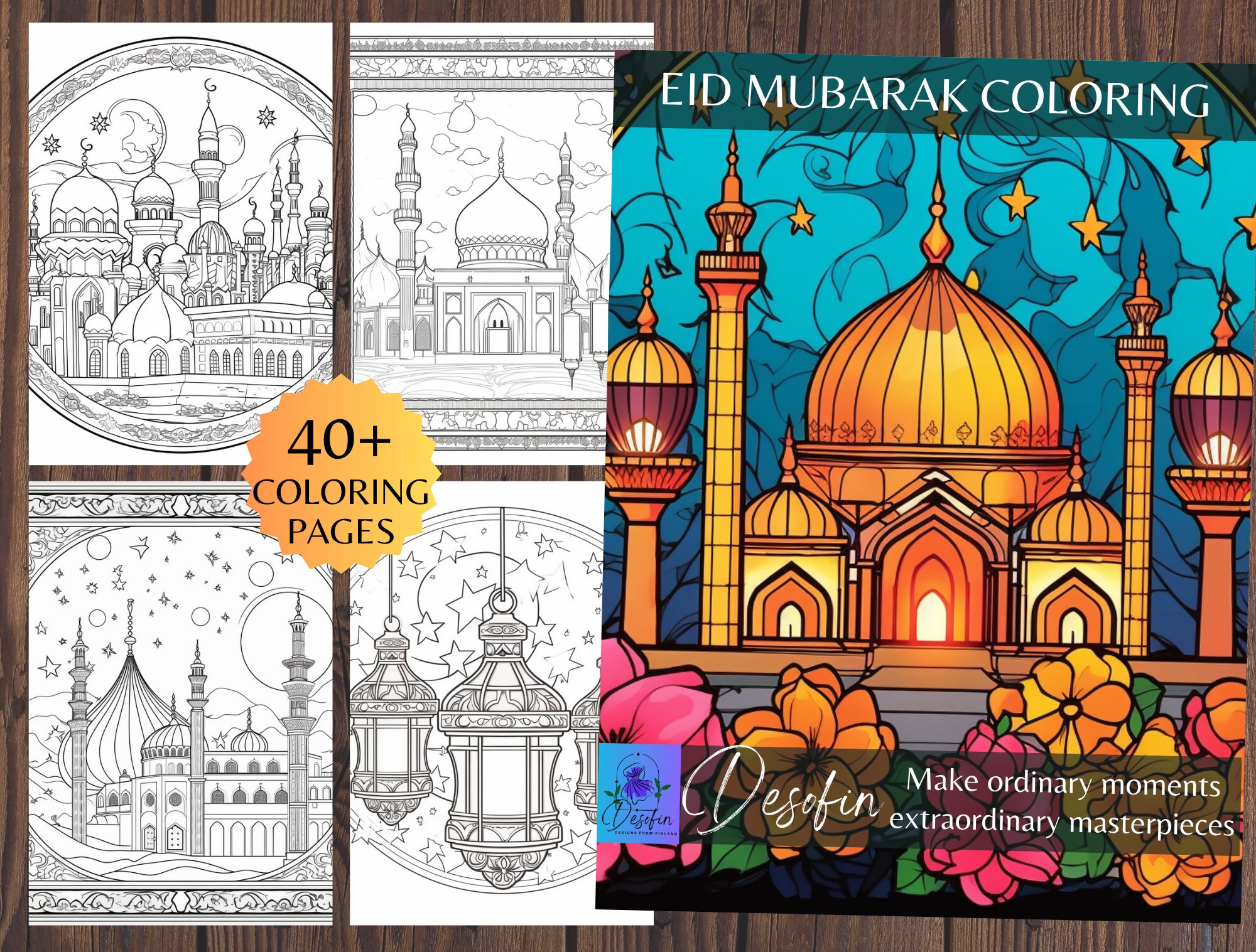 Islamic Coloring Pages, Digital Download, Printable PDF, Eid Mubarak ...
