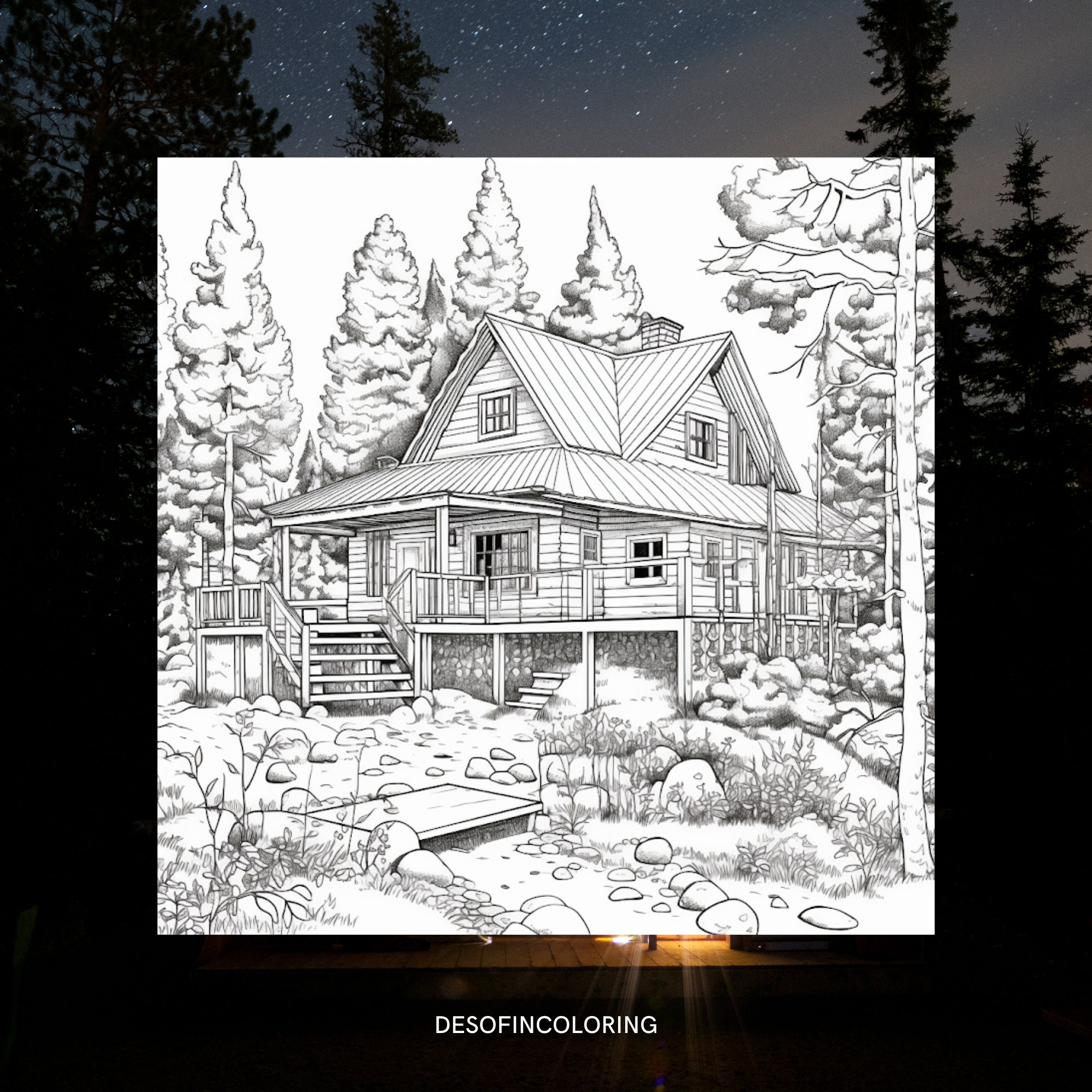 Houses in the Nature Adult Coloring Pages Digital Download - Etsy