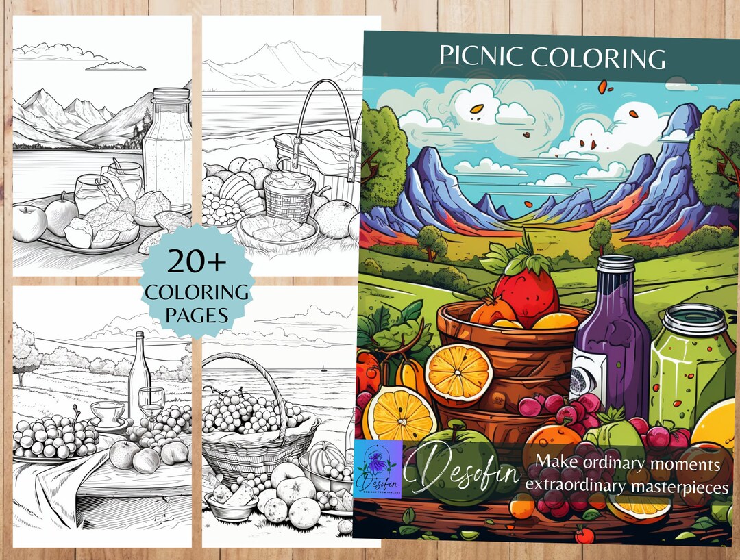 Printable Picnic Coloring Pages for Adults, Sheets, Prints, Colorful ...