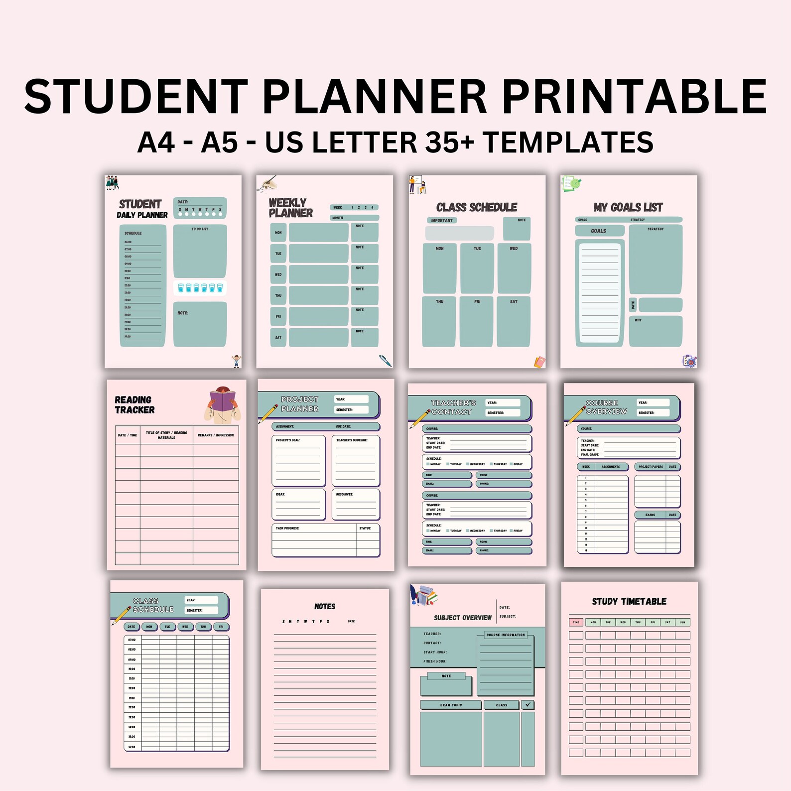 Student Planner Printable Student Planner Printable College - Etsy