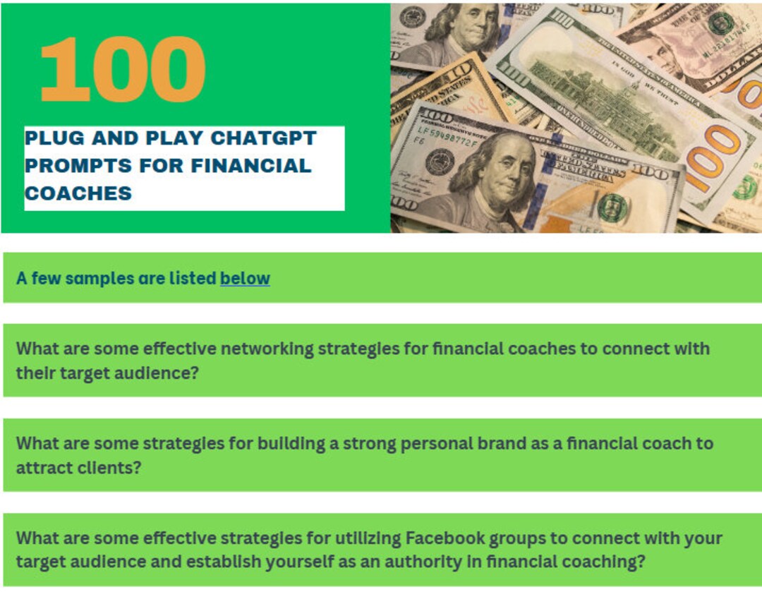 100 Chat GPT Prompts Pro: Unleash Your Financial Coaching Potential - Etsy