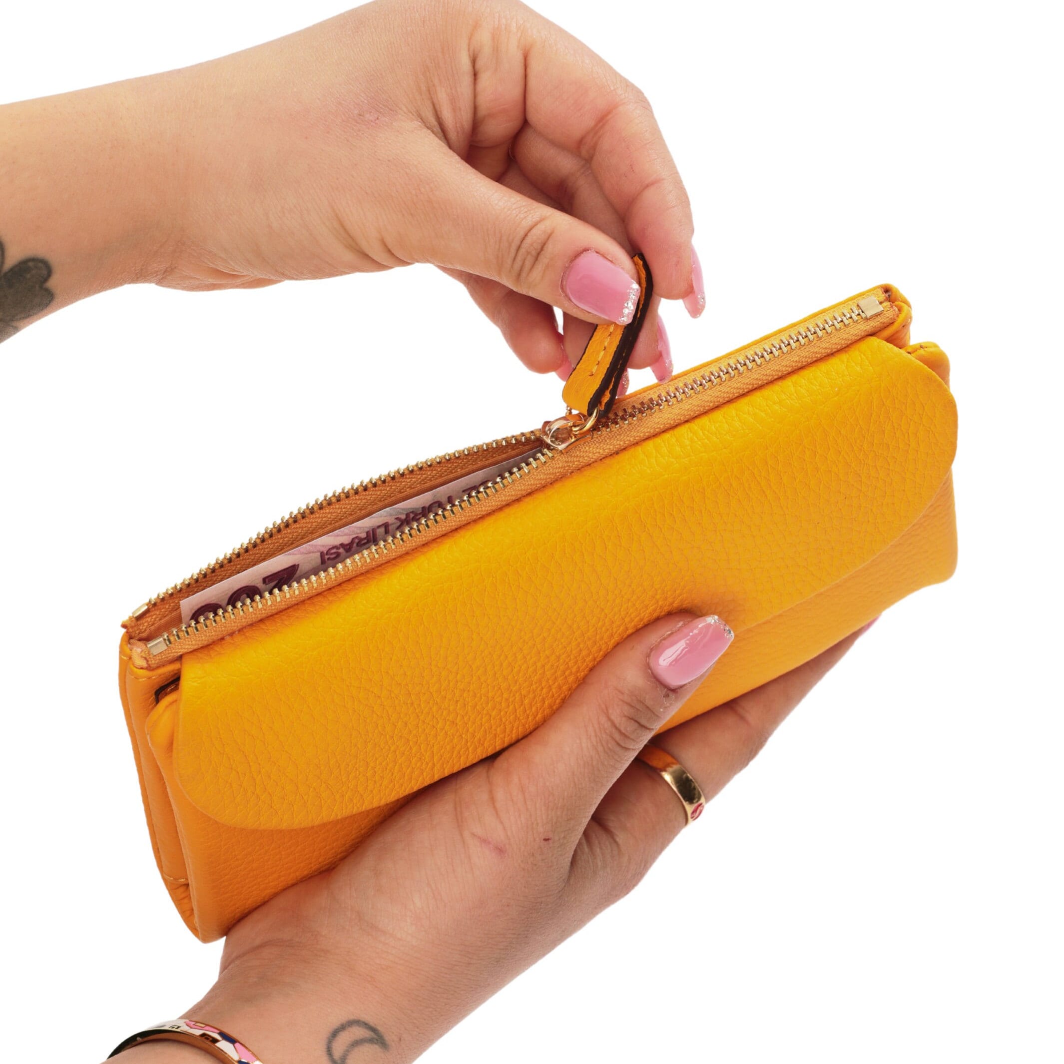 Custom Genuine Leather Cash Envelopes and Credit Card Wallet Zippered ...