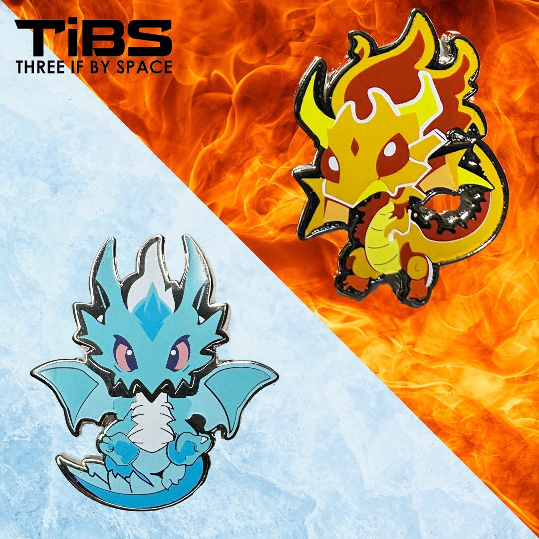 Tibs Chibi “fire & Ice” Dragon Pin Set - Etsy