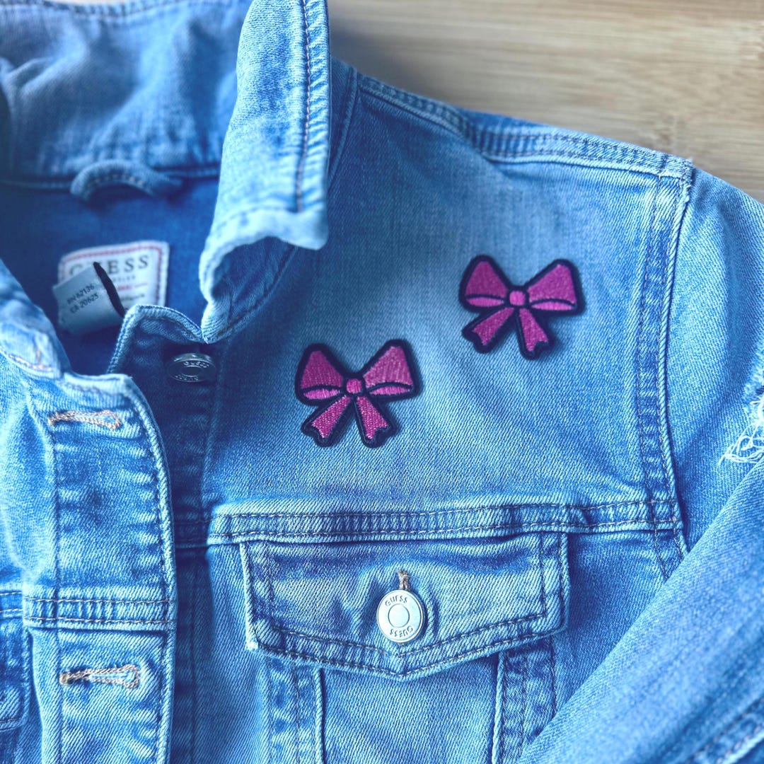 Pink Bow Patch: Girly Embroidery Applique - Etsy