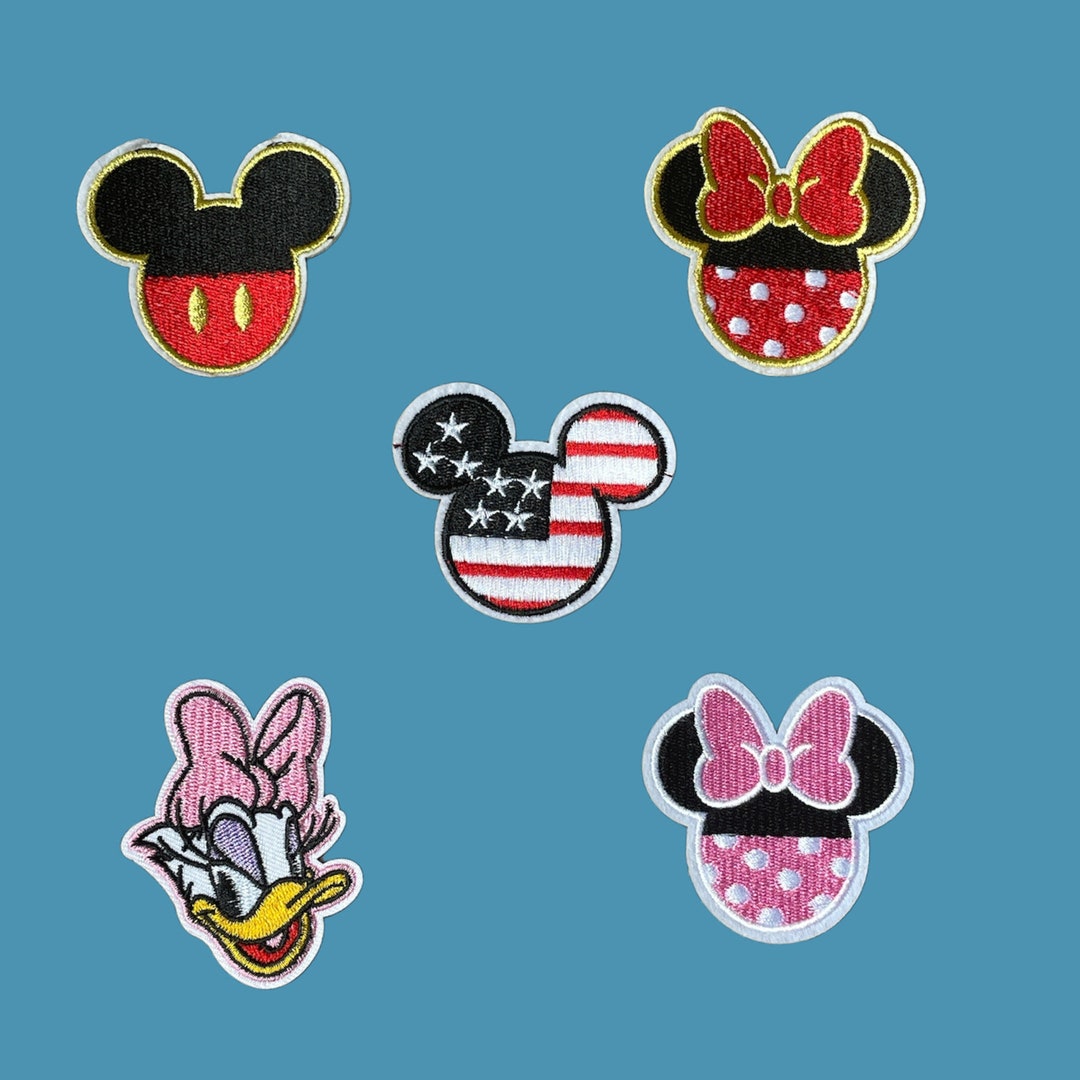 Embroidered Mickey Mouse Patches: USA Flag, Minnie, Daisy Duck - Etsy