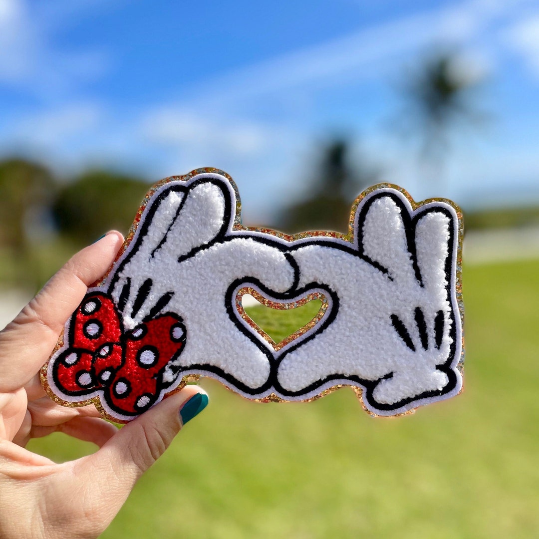 Mickey & Minnie Heart Hands Chenille Patch - Valentine's Day LOVE - Etsy
