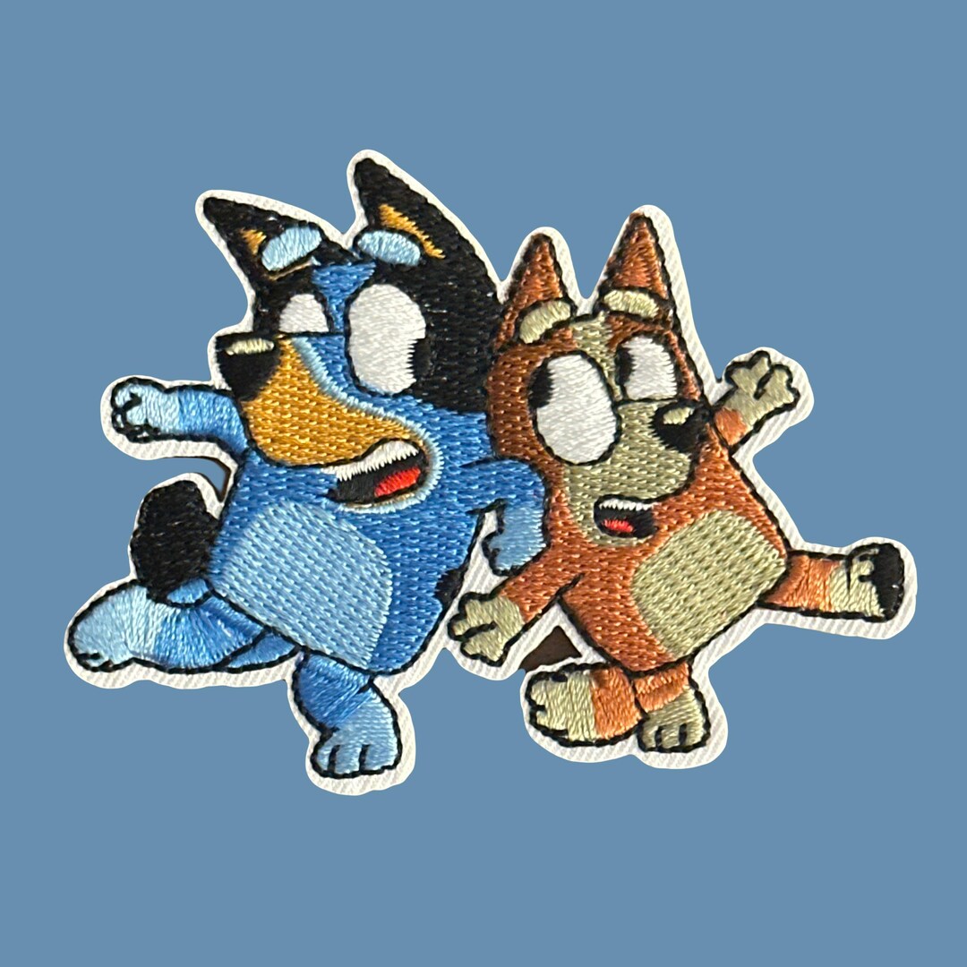 BLUEY and BINGO Embroidered Iron on Patch Heeler Siblings Bluey Heeler ...