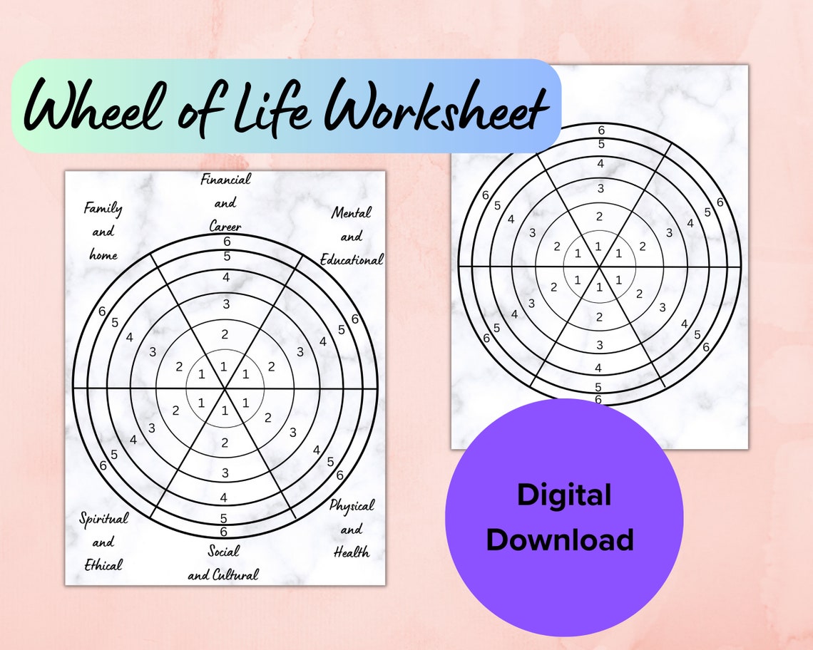 Wheel of Life Printable Worksheet Goodnotes Compatible Self Care Self ...