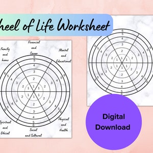Wheel of Life Printable Worksheet Goodnotes Compatible Self Care Self ...