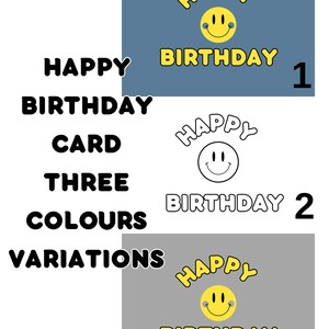 Smiling Face Happy Birthday Card Instant Download Printable - Etsy