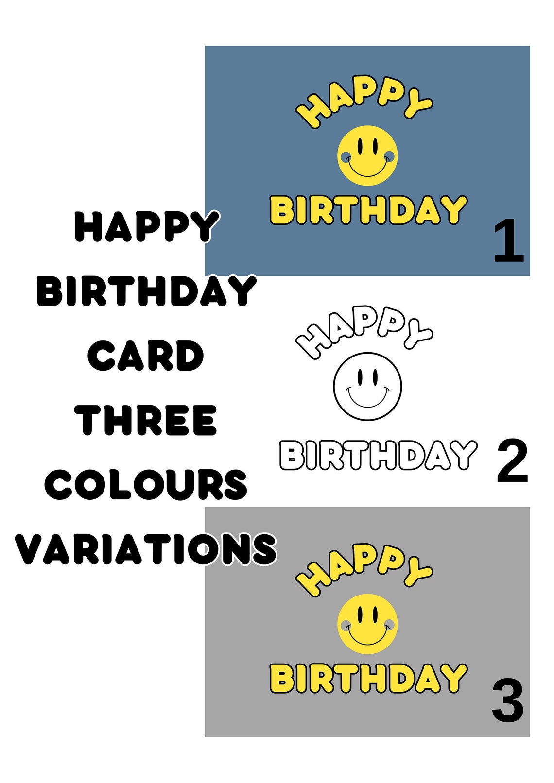 Smiling Face Happy Birthday Card Instant Download Printable - Etsy