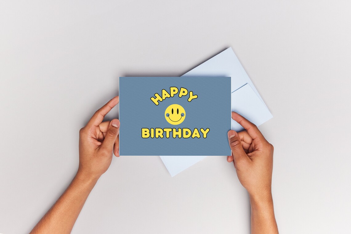 Smiling Face Happy Birthday Card Instant Download Printable - Etsy