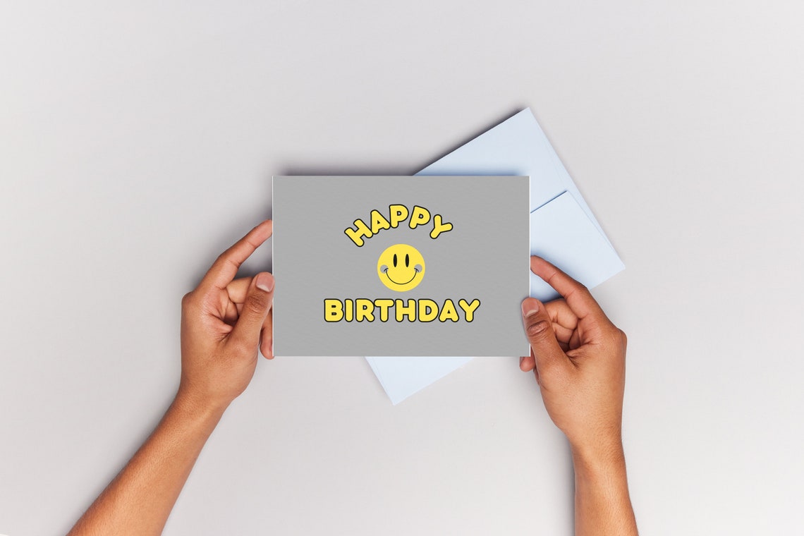 Smiling Face Happy Birthday Card Instant Download Printable - Etsy