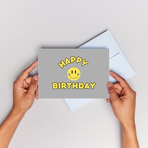 Smiling Face Happy Birthday Card Instant Download Printable - Etsy