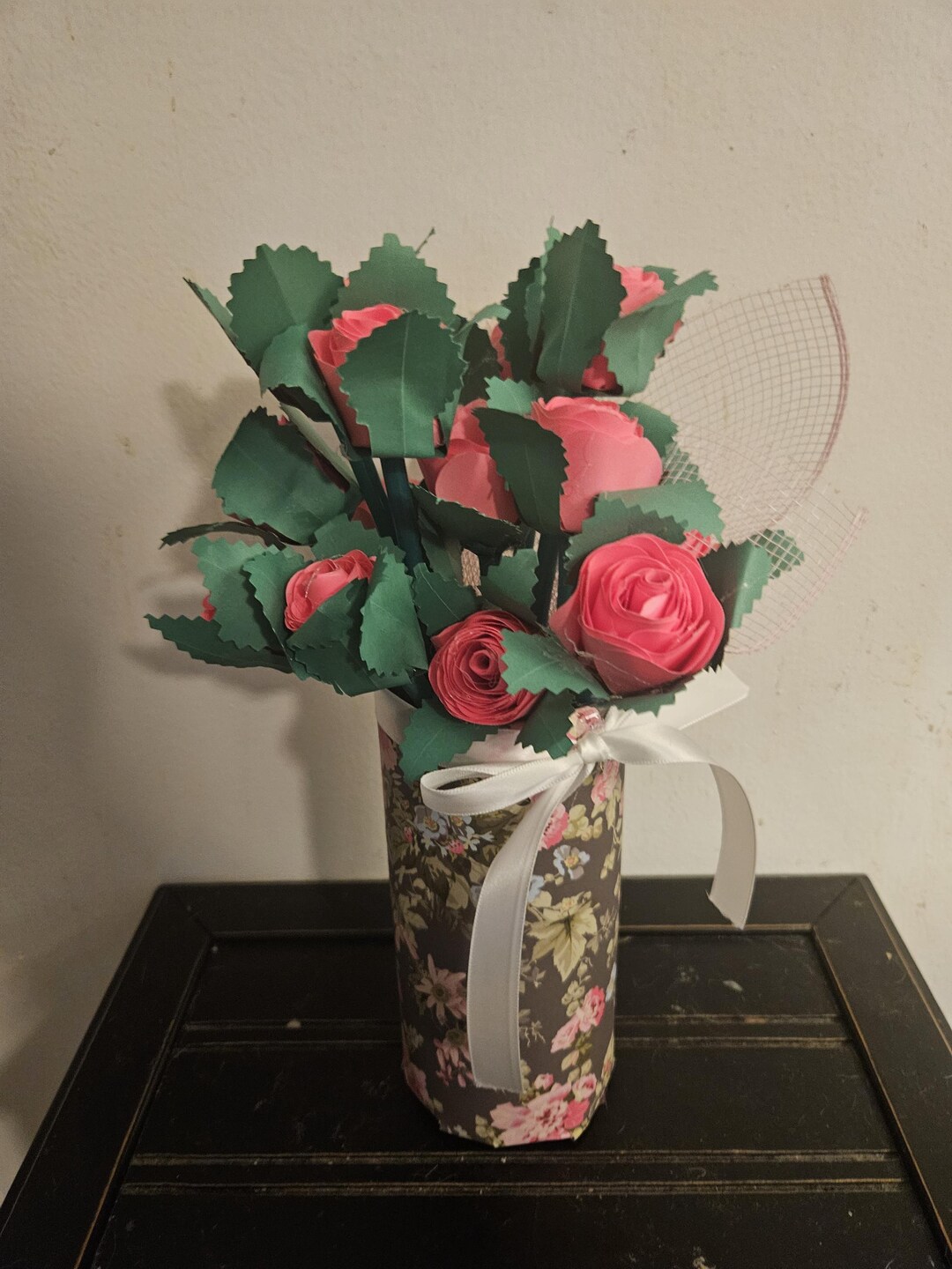 Pink Roses Paper Flower Bouquet - Etsy