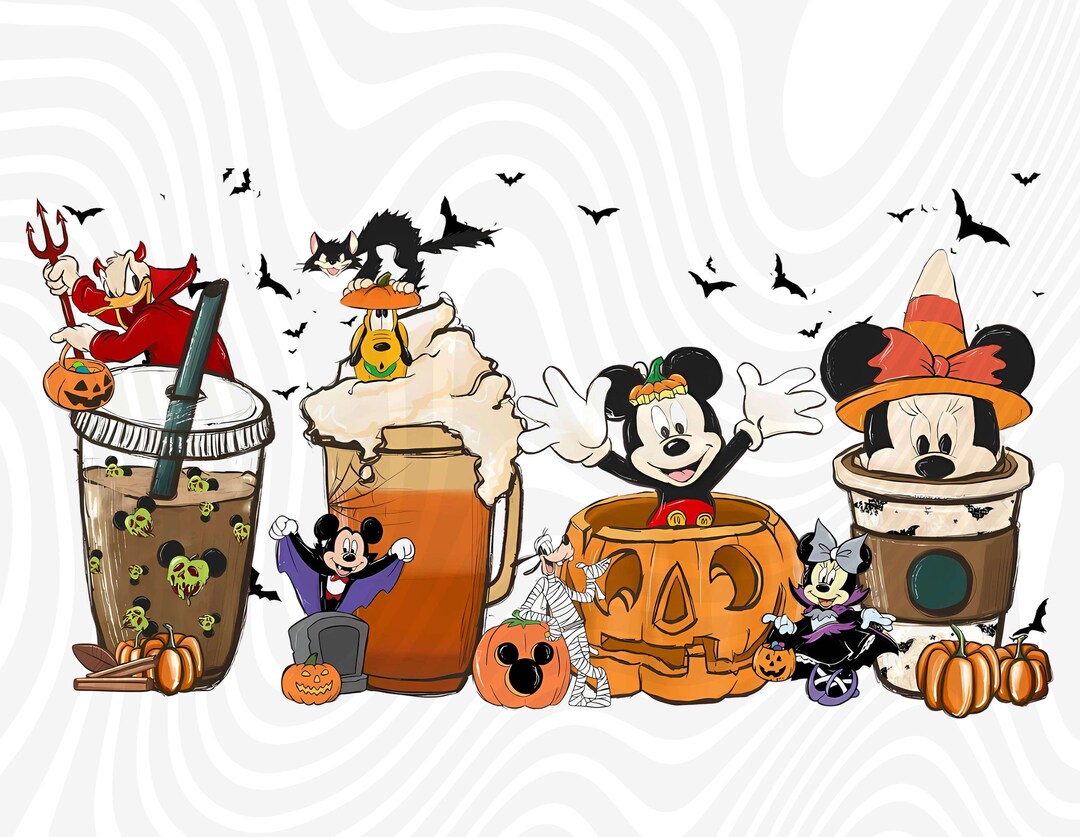 Mickey Mouse and Friends Fall Coffee PNG Donald Duck Latte - Etsy