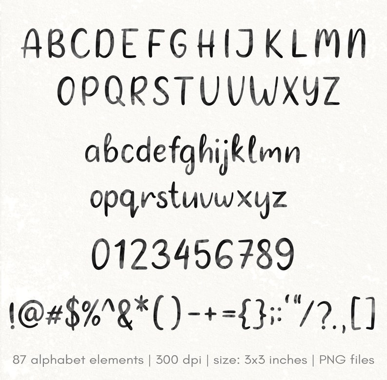 Black Watercolor Alphabet, Black Letters, Black Font, Font Clipart ...