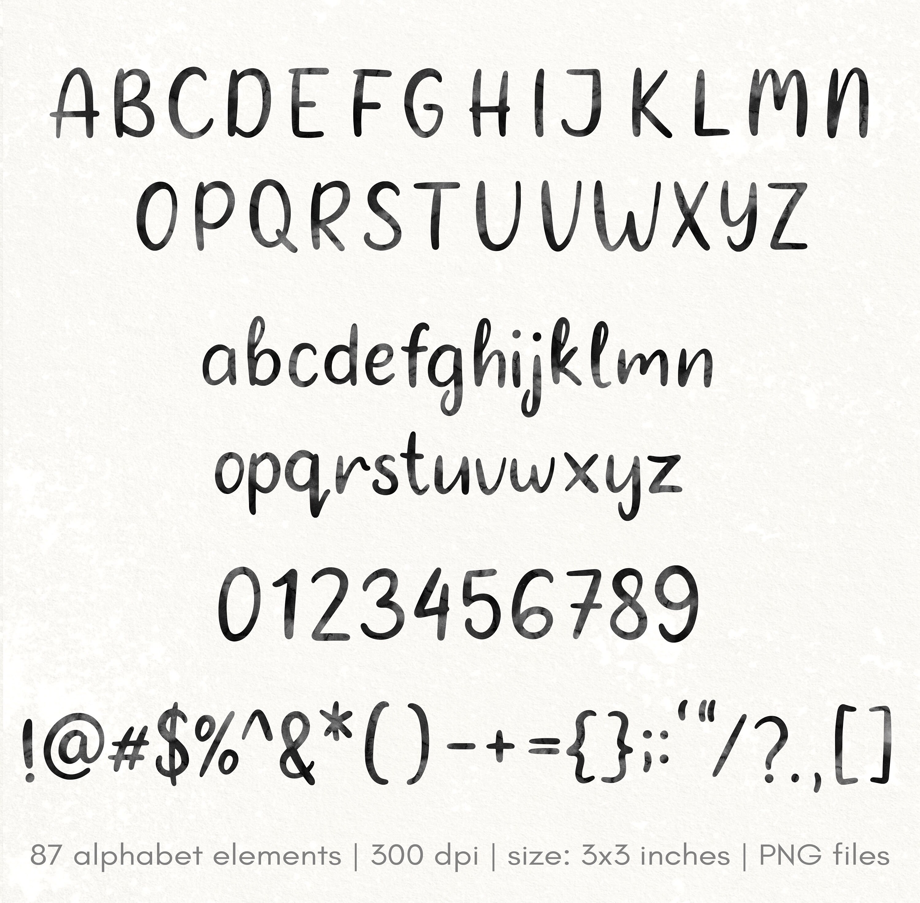 Black Watercolor Alphabet, Black Letters, Black Font, Font Clipart ...