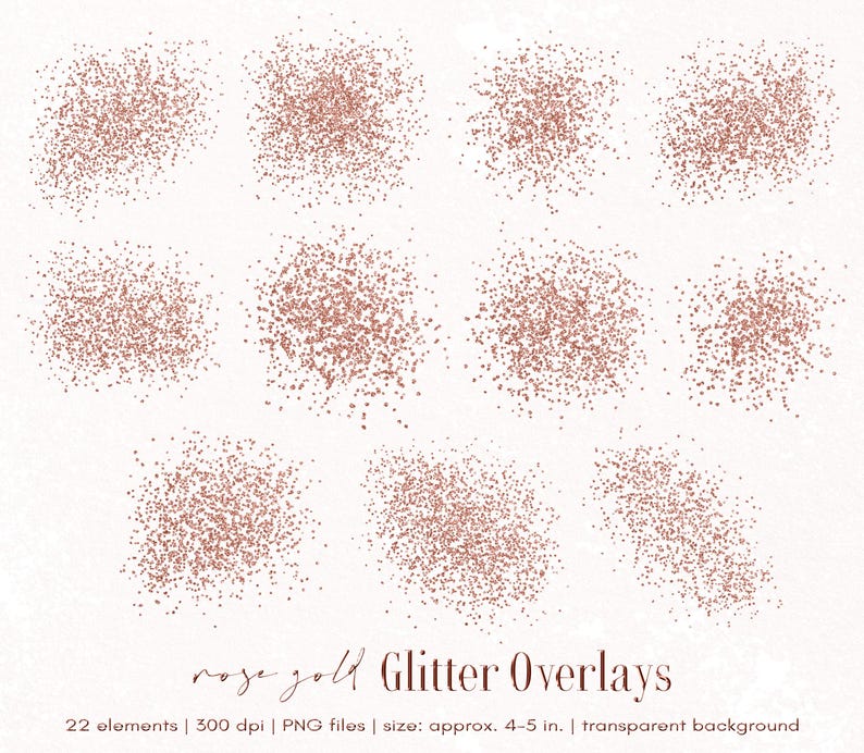 Rose Gold Glitter Overlays, Rose Gold Confetti, Glitter Clipart ...