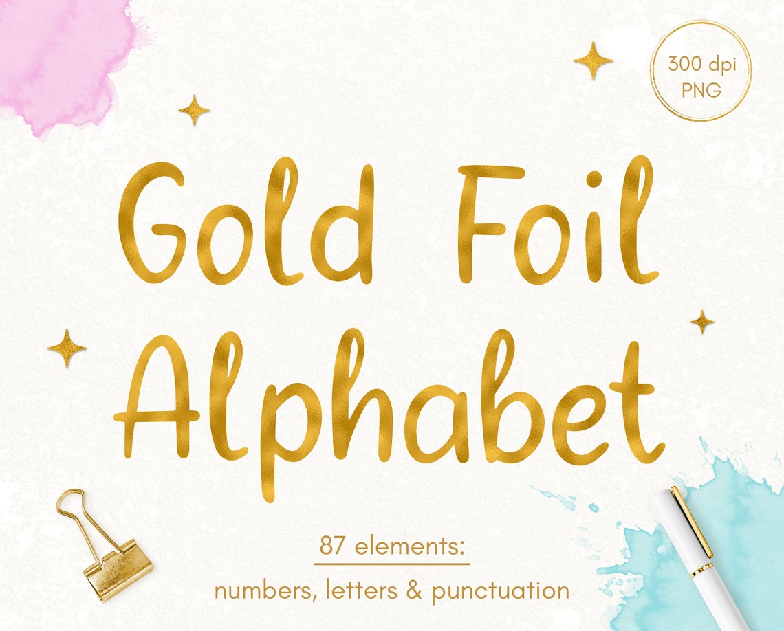 Gold Foil Alphabet, Gold Letters, Gold Alphabet, Gold Typography, Gold ...