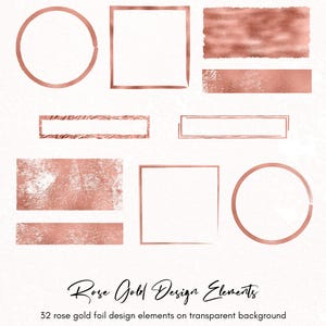 Rose Gold Design Elements, Rose Gold Clipart, Rose Gold Foil, Rose Gold Shapes, Rose Gold Square ...