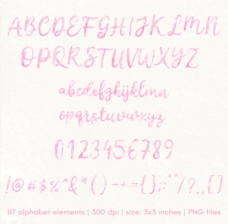 Pink Watercolor Alphabet, Pink Letters, Pink Font, Letters Clipart ...