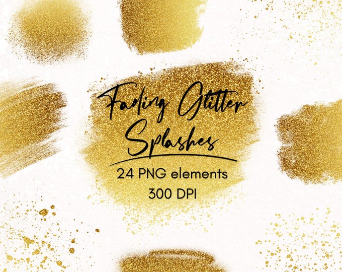 Gold Glitter Paint Splatter Clip Art - Gold Glitter Gold Watercolor ...