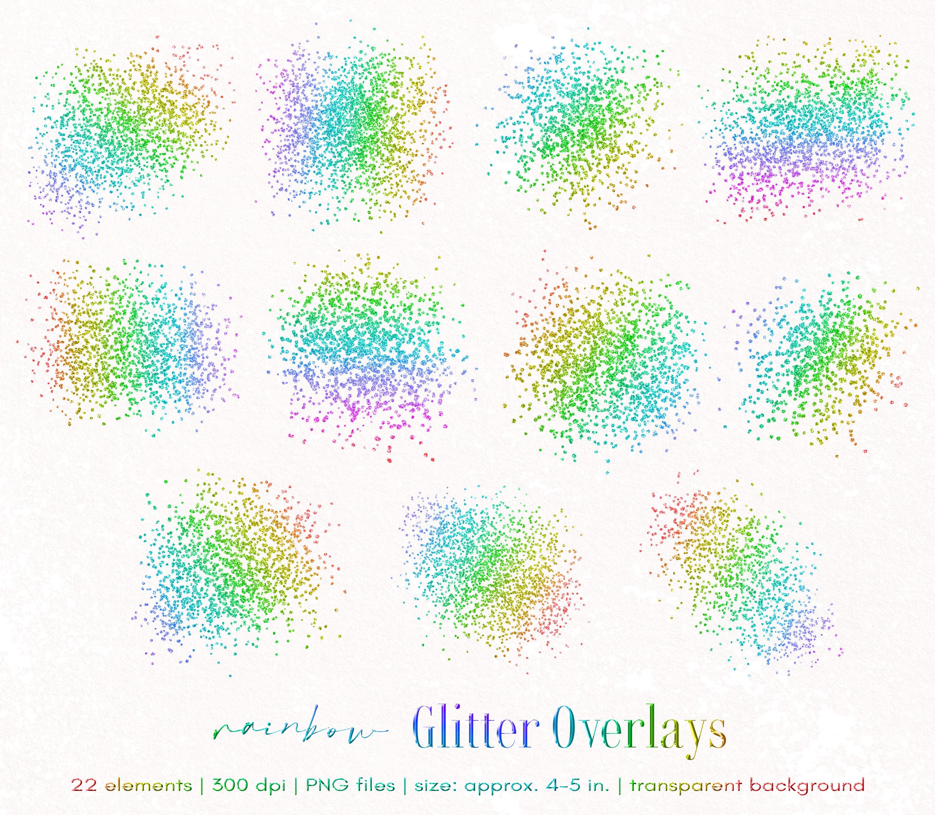 Rainbow Glitter Overlays, Rainbow Confetti, Rainbow Clipart, Confetti ...