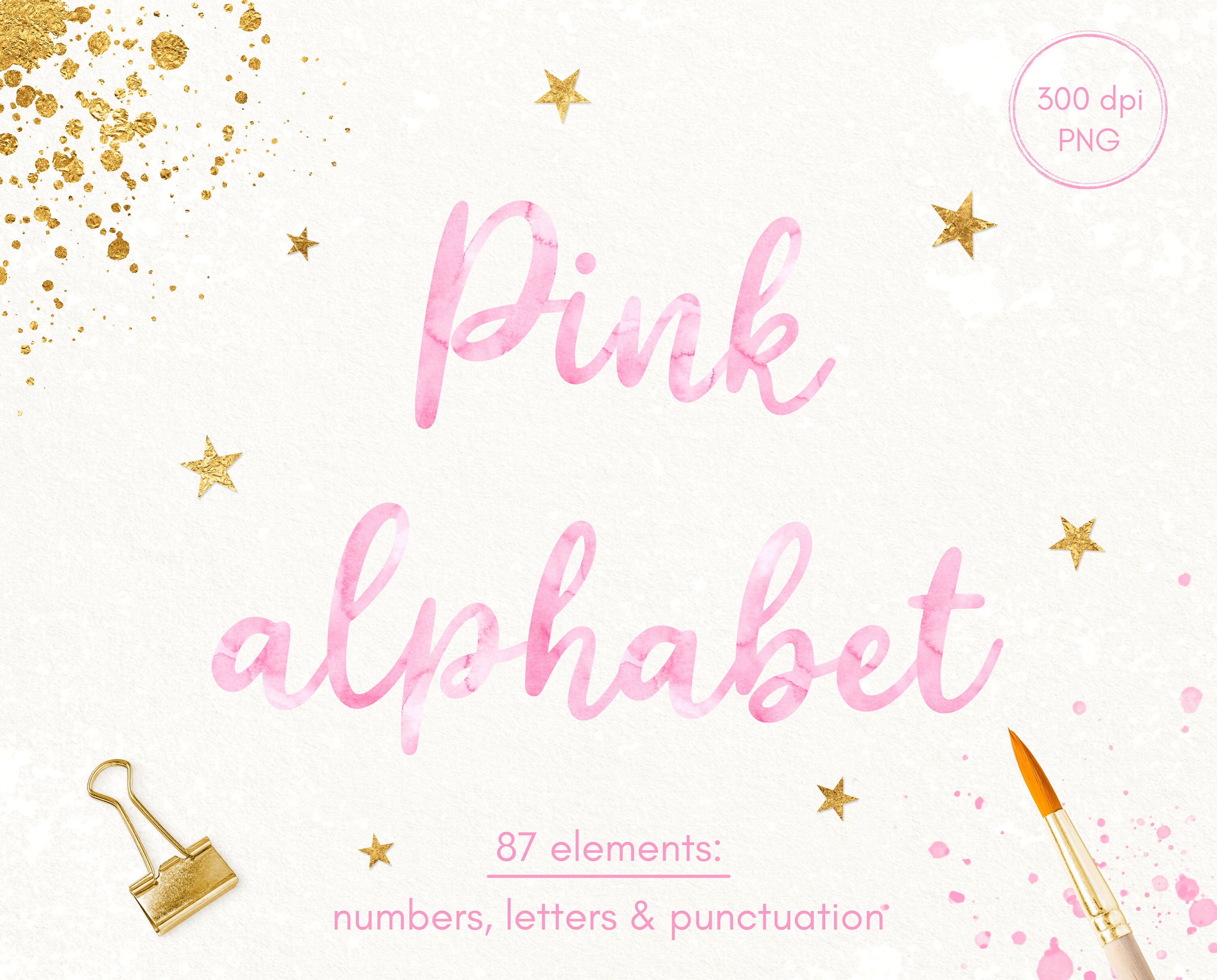 Pink Watercolor Alphabet, Pink Letters, Pink Font, Letters Clipart ...