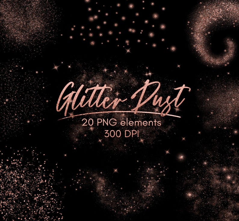 Rose Gold Dust Clipart, Rose Gold Glitter, Rose Gold Confetti, Rose ...