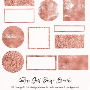 Rose Gold Design Elements, Rose Gold Clipart, Rose Gold Foil, Rose Gold Shapes, Rose Gold Square ...