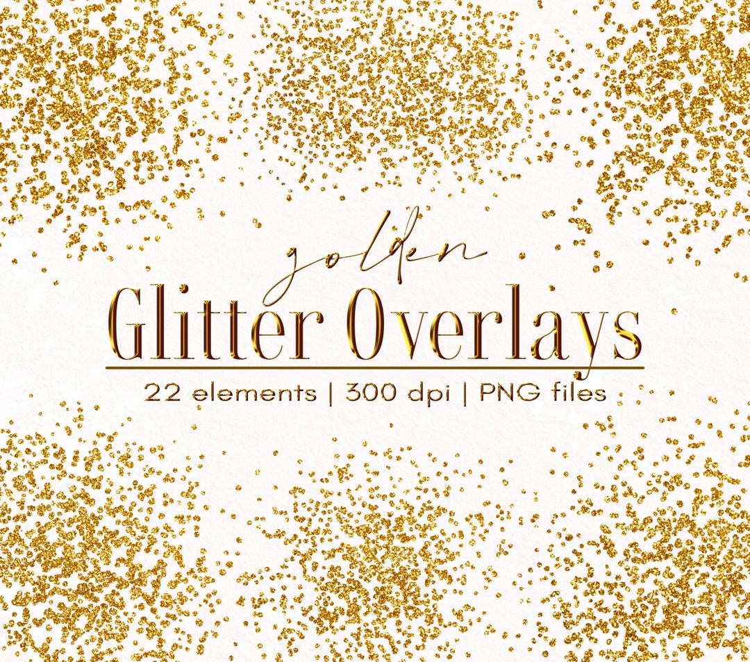 Gold Glitter Overlays, Gold Confetti, Glitter Clipart, Confetti Clipart ...