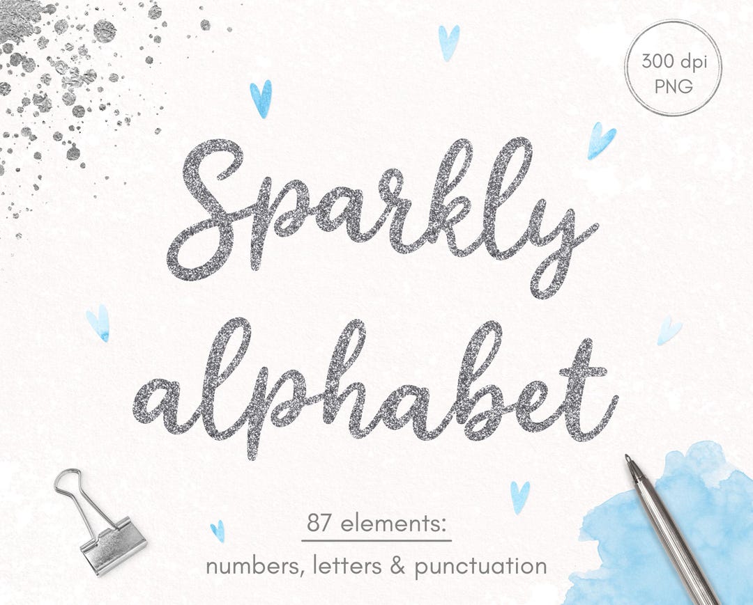 Silver Glitter Alphabet Clipart, Commercial Use, Digital Download, PNG ...