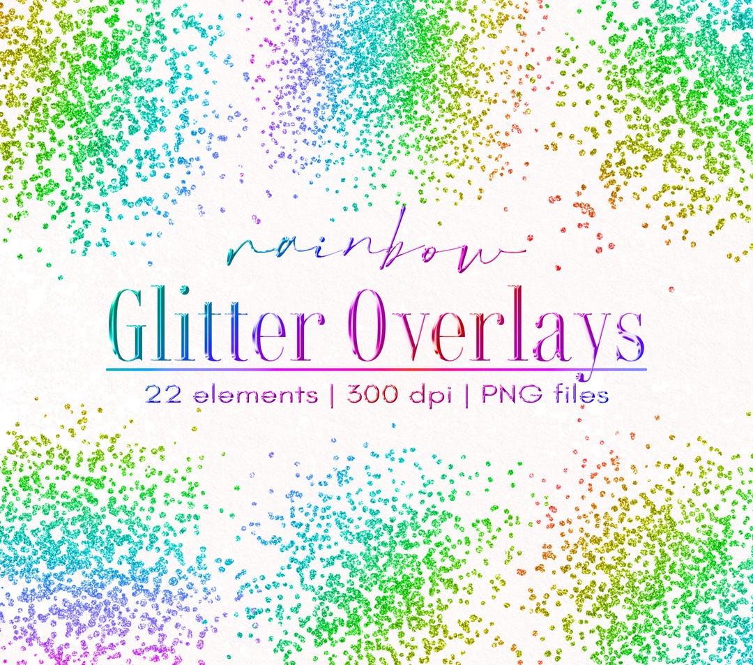Rainbow Glitter Overlays, Rainbow Confetti, Rainbow Clipart, Confetti ...