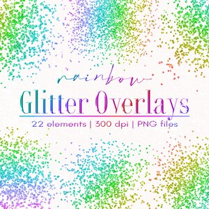 Rainbow Glitter Overlays, Rainbow Confetti, Rainbow Clipart, Confetti ...