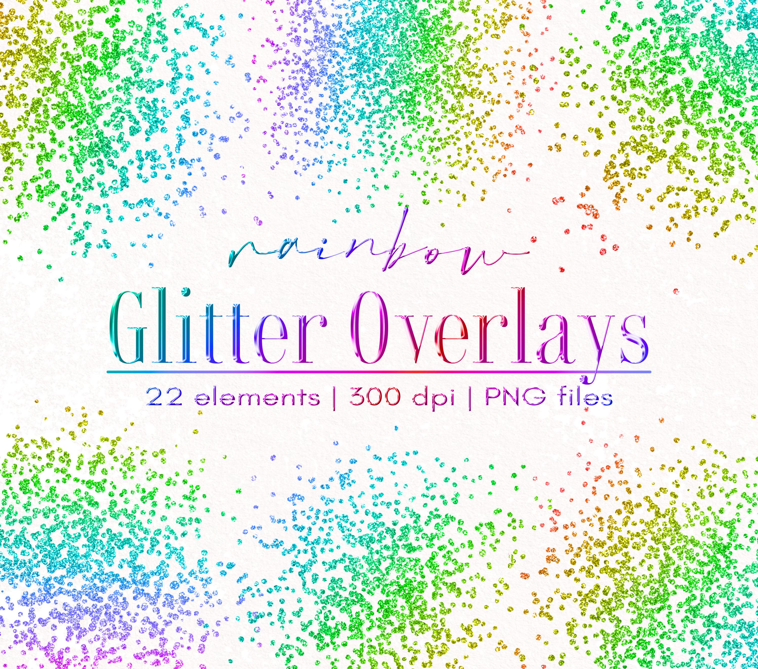 Rainbow Glitter Overlays, Rainbow Confetti, Rainbow Clipart, Confetti ...