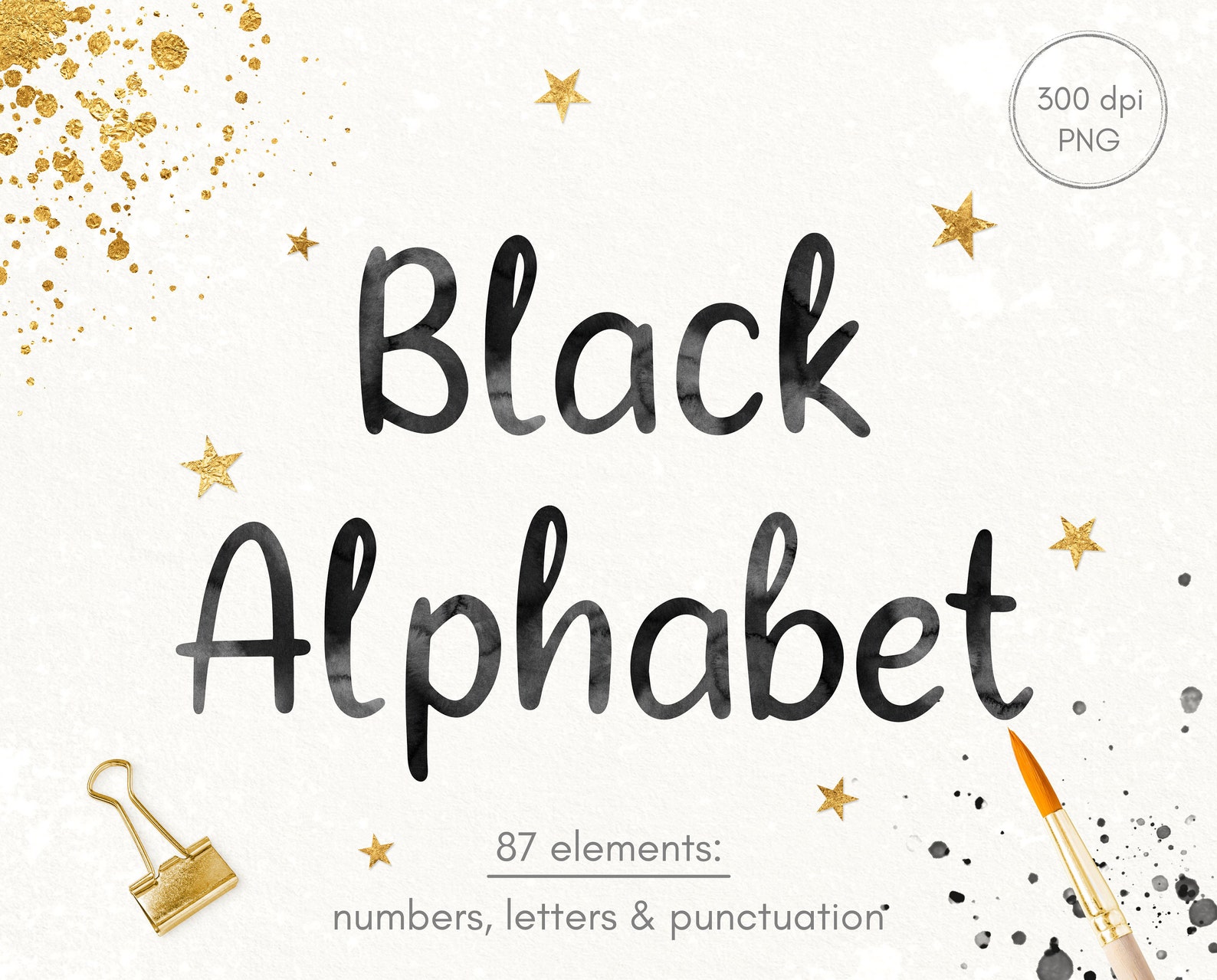 Black Watercolor Alphabet, Black Letters, Black Font, Font Clipart ...